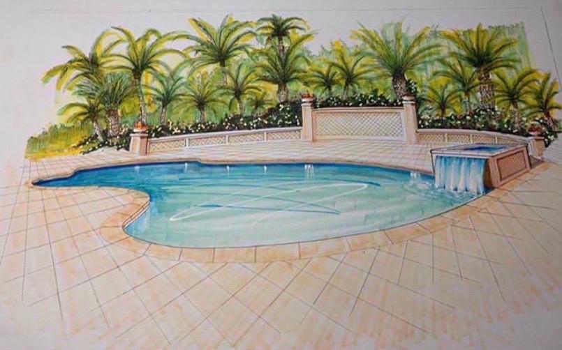 Custom Home and Pool Rendering